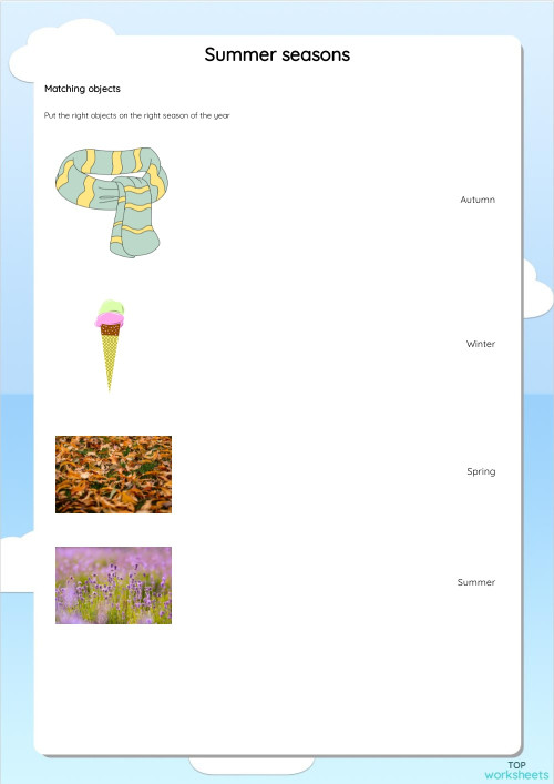 Summer seasons. Ficha interactiva | TopWorksheets
