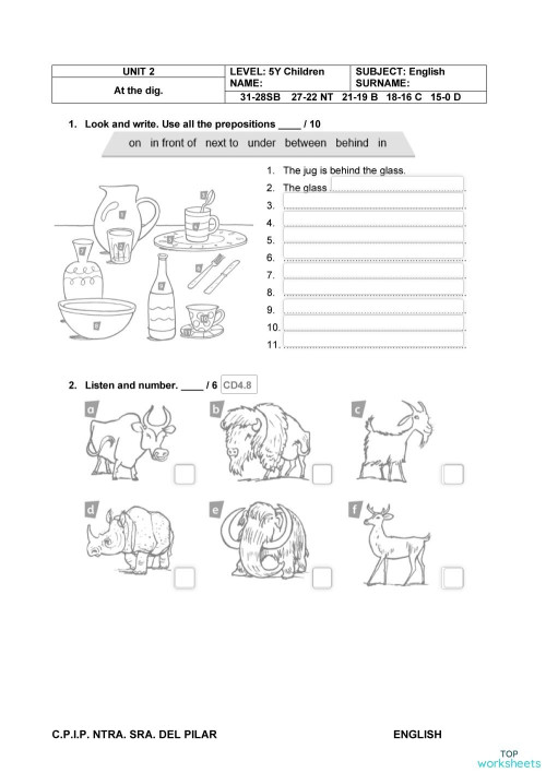 Unit 2. At the dig. Interactive worksheet | TopWorksheets