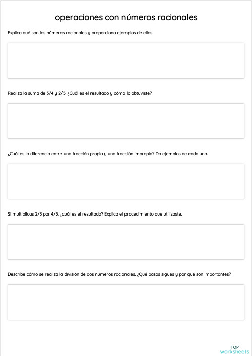 operaciones con números racionales. Ficha interactiva | TopWorksheets