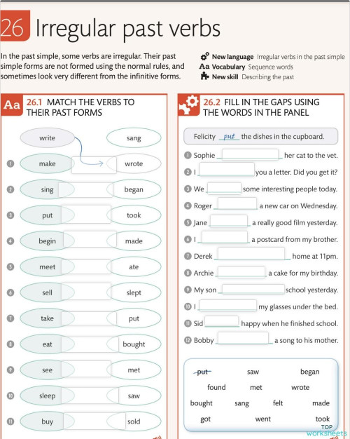 Irregular Past Verbs 6 Interactive Worksheet Topworksheets