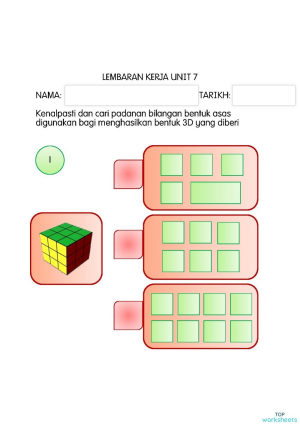 Bentangan Bentuk 3D. Interactive worksheet | TopWorksheets