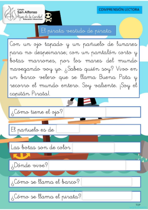 El capitán pirata comprensión lectora. Ficha interactiva | TopWorksheets