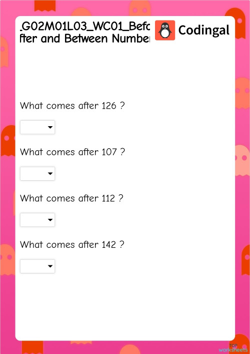 M_G02M01L03_WC01_Before, After and Between Numbers. Interactive worksheet | TopWorksheets