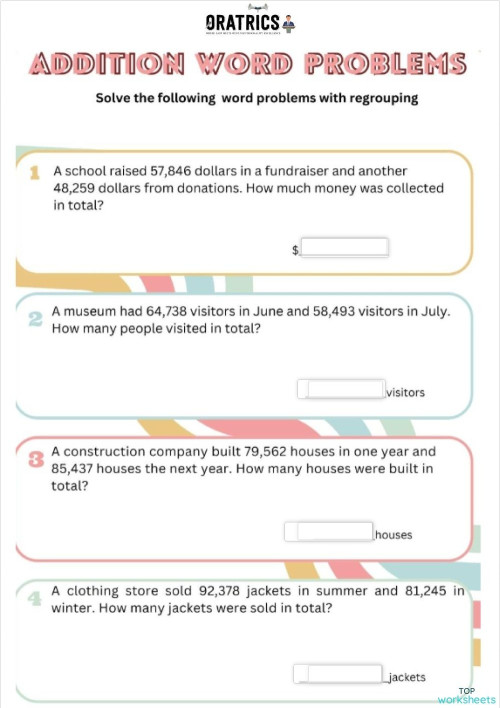 Column Addition DD. Interactive worksheet | TopWorksheets