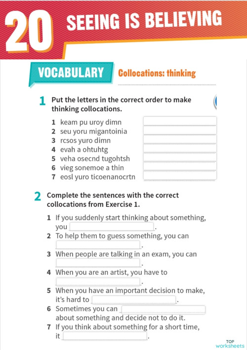 UNIT 20 VOCABULARY PAG 80. Interactive worksheet | TopWorksheets