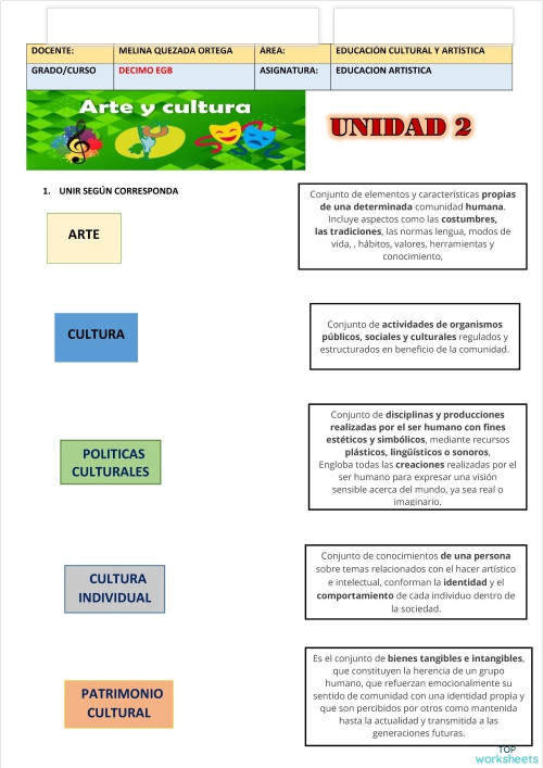 ARTE Y CULTURA. Ficha interactiva | TopWorksheets