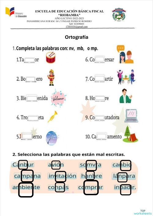 Palabras con y y ll. Ficha interactiva | TopWorksheets