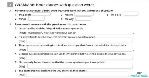 noun clauses. Interactive worksheet | TopWorksheets