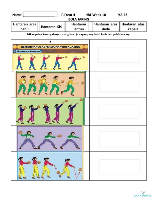 PJ Y4 9.3 Hantaran Bola Jaring. Interactive worksheet | TopWorksheets