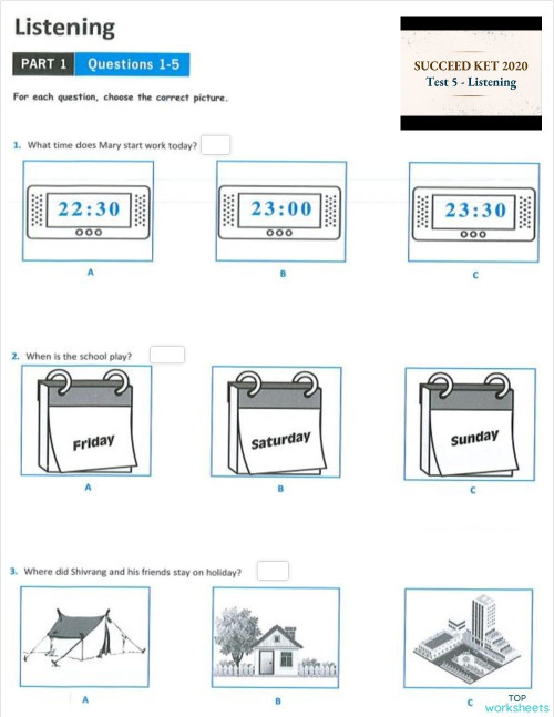 KET SUCCEED LISTENING TEST 5. Interactive worksheet | TopWorksheets