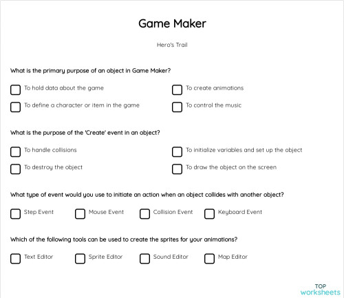 Game Maker. Interactive worksheet | TopWorksheets