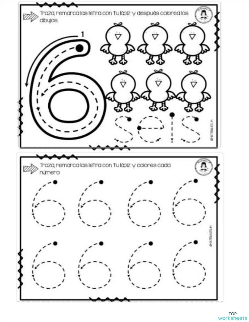 El número 6. Ficha interactiva | TopWorksheets
