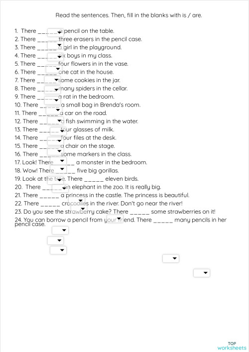 IS / ARE exercise. Interactive worksheet | TopWorksheets