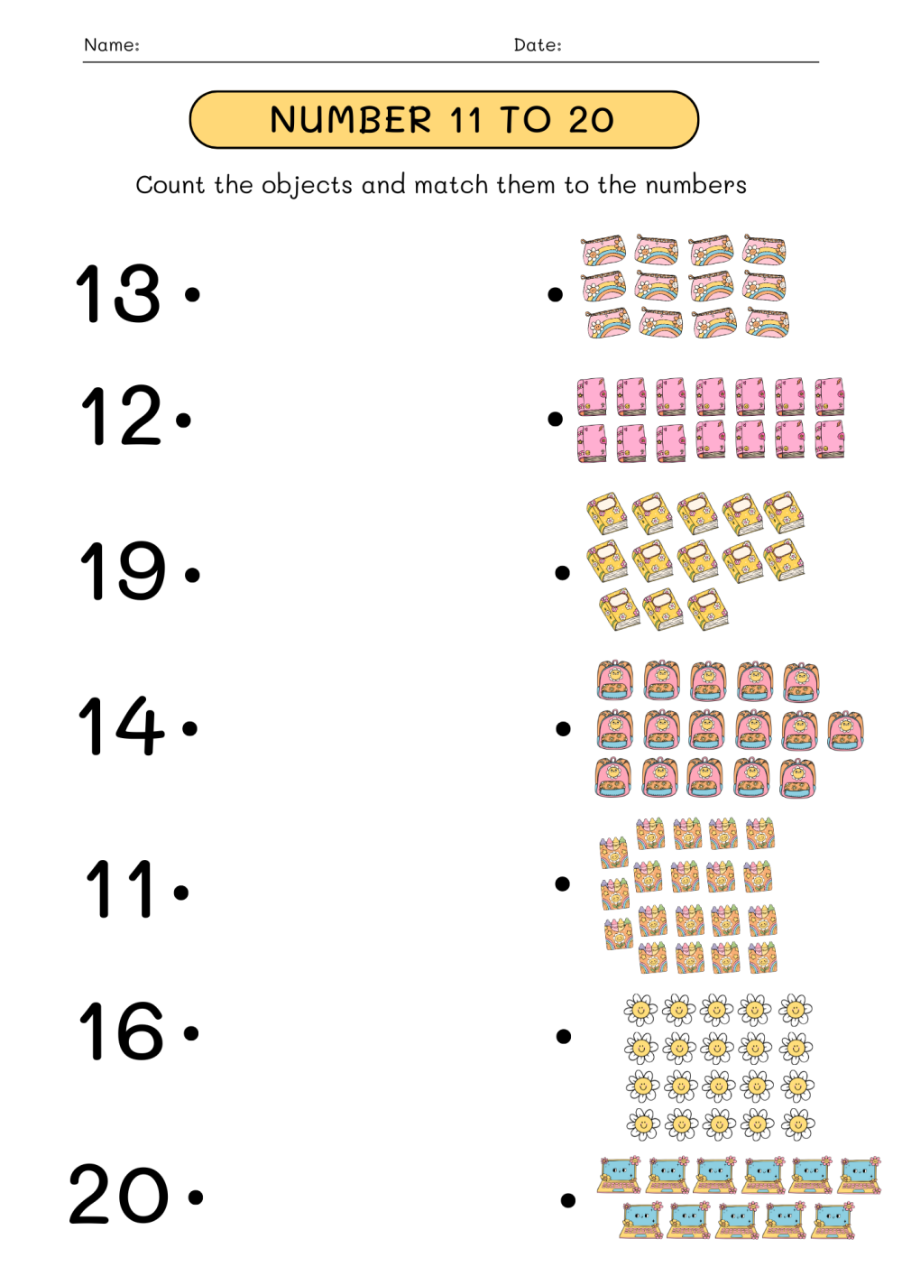 K3_Count Number 11-20. Interactive worksheet | TopWorksheets
