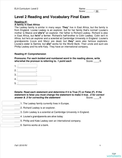 Module 6 Reading A1. Interactive worksheet | TopWorksheets