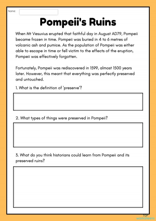 Pompeii's Ruins. Interactive worksheet | TopWorksheets