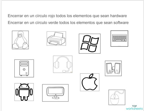PRACTICA SOFTWARE HARDWARE 1ER GRADO. Ficha interactiva | TopWorksheets