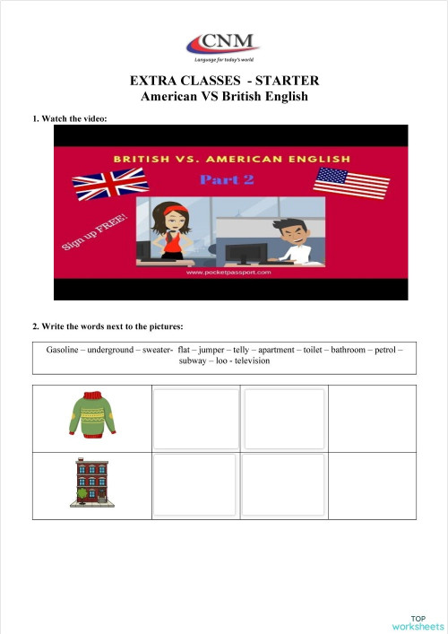 American VS British English. Interactive worksheet | TopWorksheets