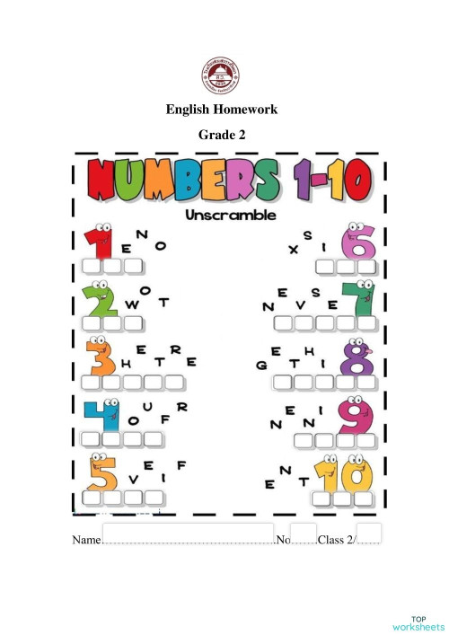 English Homework 2. Interactive worksheet | TopWorksheets