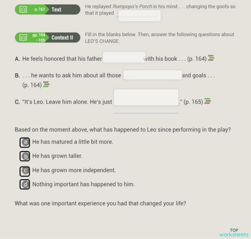 V1 Giga Lesson 6 Leo's Change. Interactive worksheet | TopWorksheets