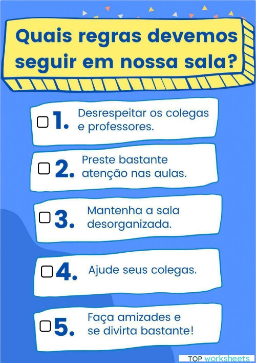 Regras da sala. Ficha interativa | TopWorksheets