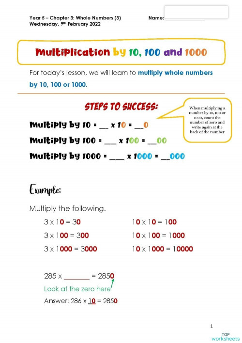 Year 5 Week 6(b). Interactive worksheet | TopWorksheets