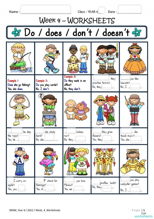 Week_4_SunBear_Grammar. Interactive worksheet | TopWorksheets