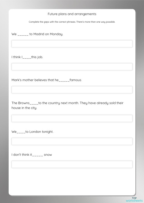 Future plans and arrangements. Interactive worksheet | TopWorksheets