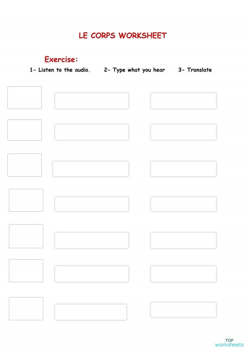 LE CORPS - BODY WORKSHEET. Fiche interactive | TopWorksheets