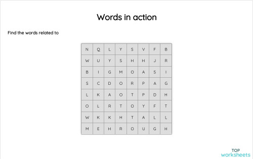 Words in action. Interactive worksheet | TopWorksheets
