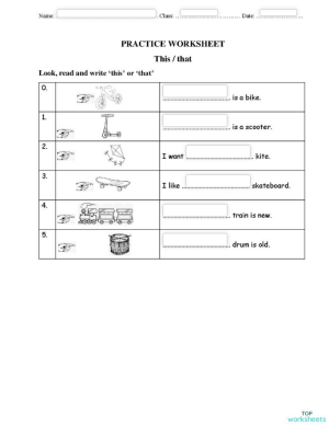 Vocab 2 This That. Interactive worksheet | TopWorksheets