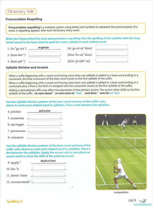 List 9: Dictionary Skills Pg 37. Interactive worksheet | TopWorksheets
