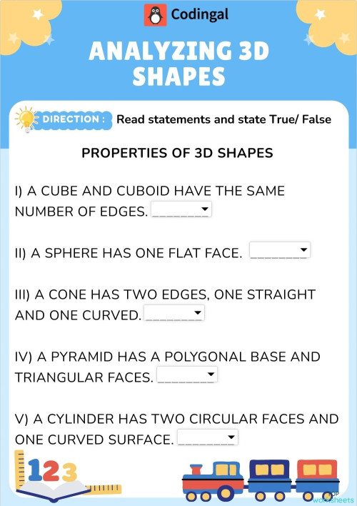 M_G06M13L60_WC02_Analyzing 3D Shapes. Interactive worksheet | TopWorksheets