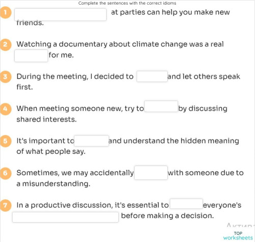 business idioms. Interactive worksheet | TopWorksheets