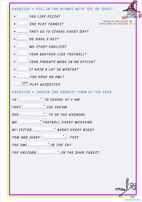 Harry potter Present simple: questions do/does. Interactive worksheet ...