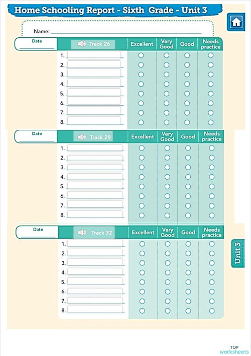 HOME SCHOOLING REPORT. Interactive worksheet | TopWorksheets