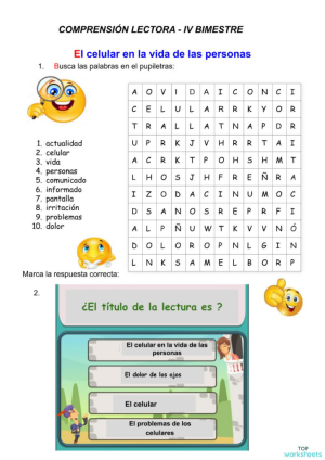 COMPRENSIÓN LECTORA - El celular en la vida de las personas. Ficha ...