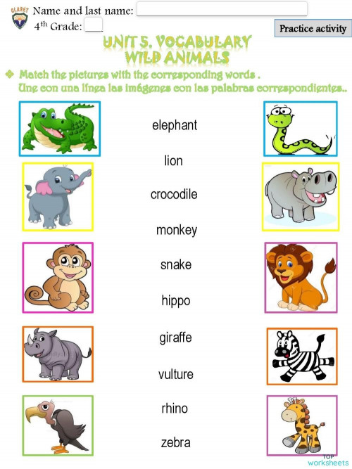 4th G. Unit 5. Vocabulary. Practice activity. Interactive worksheet ...