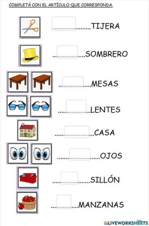 Artículos determinados e indeterminados. Ficha interactiva | TopWorksheets