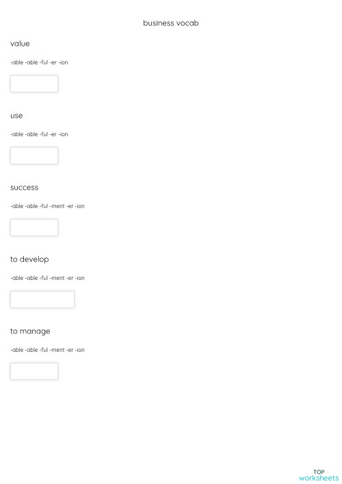 business vocab. Interactive worksheet | TopWorksheets