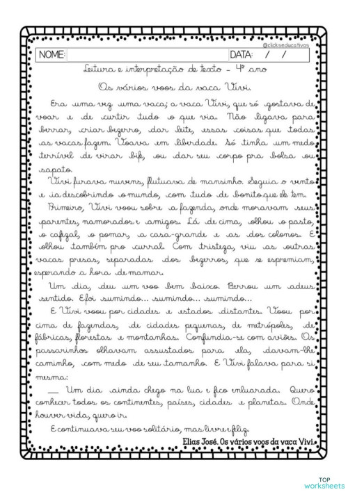 TEXTOS 4º ANO. Ficha interativa | TopWorksheets