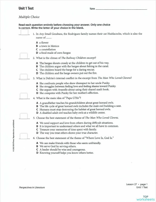 Unit Test: interactive worksheets and online exercises | TopWorksheets