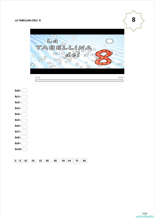 tabellina 8. Scheda interattiva | TopWorksheets