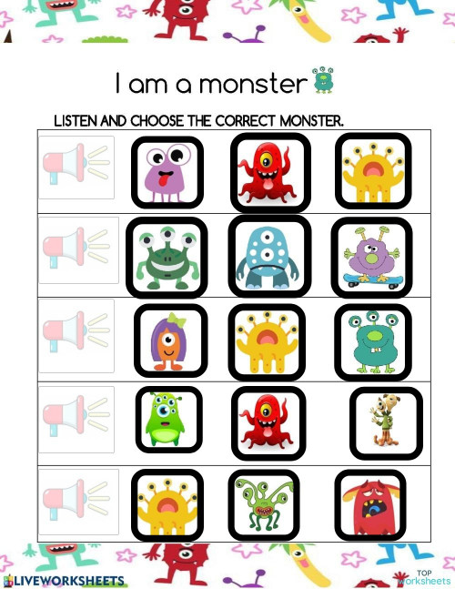 I am a monster. Interactive worksheet | TopWorksheets