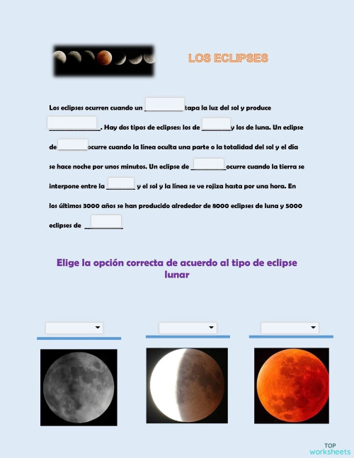 LOS ECLIPSES. Ficha interactiva | TopWorksheets