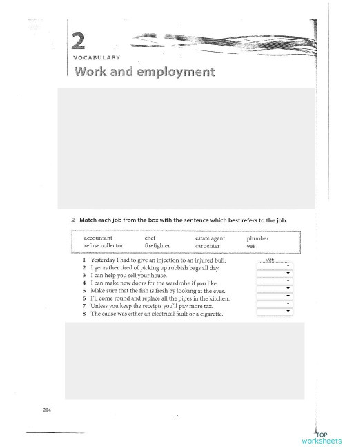 FCC- UNIT 6- WORK VOCABULARY PRACTICE. Interactive worksheet ...