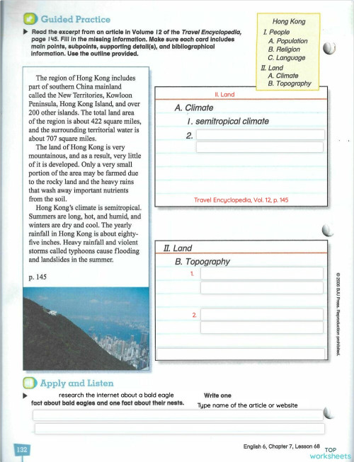 Lesson 68: Taking Notes from an Article Pg 132. Interactive worksheet ...