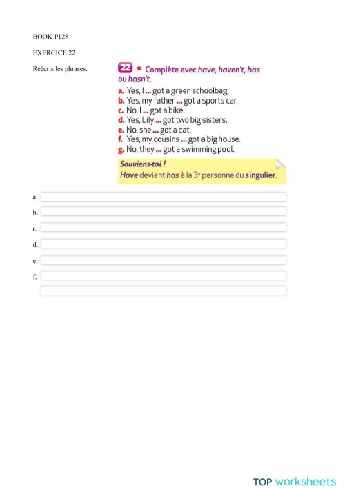 Book p129 ex 22. Interactive worksheet | TopWorksheets