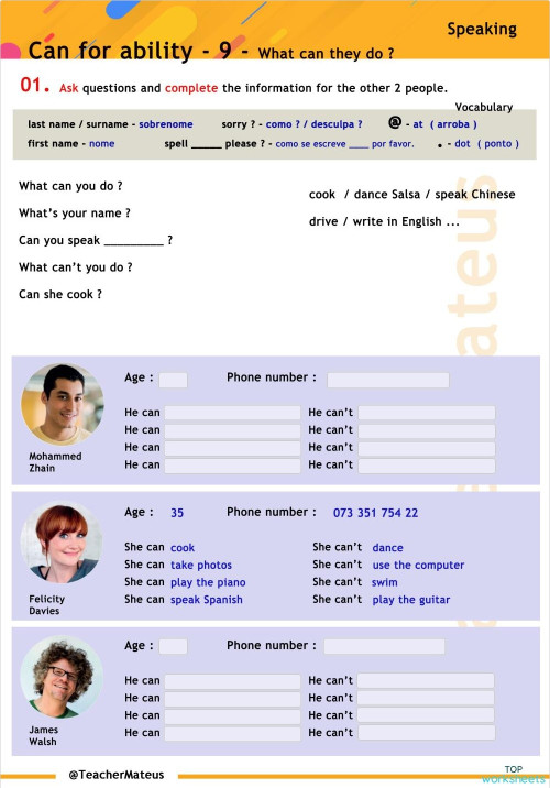 Speaking: interactive worksheets and online exercises | TopWorksheets