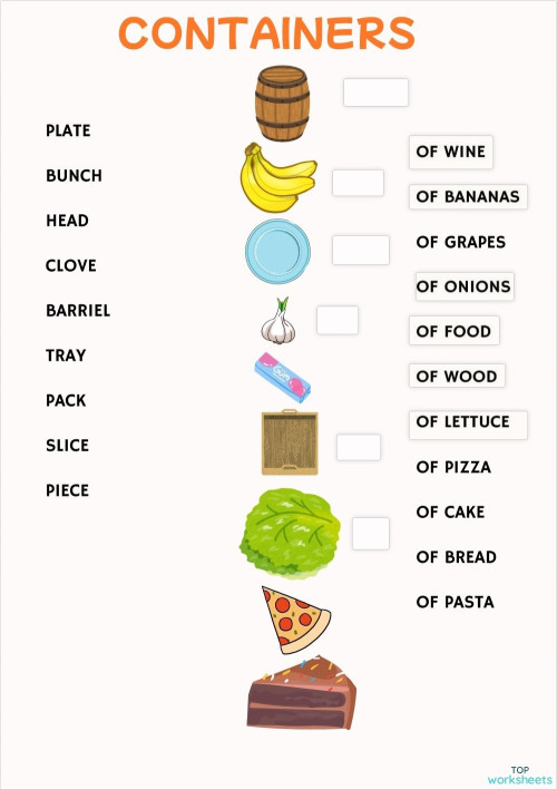 containers 3. Ficha interactiva | TopWorksheets